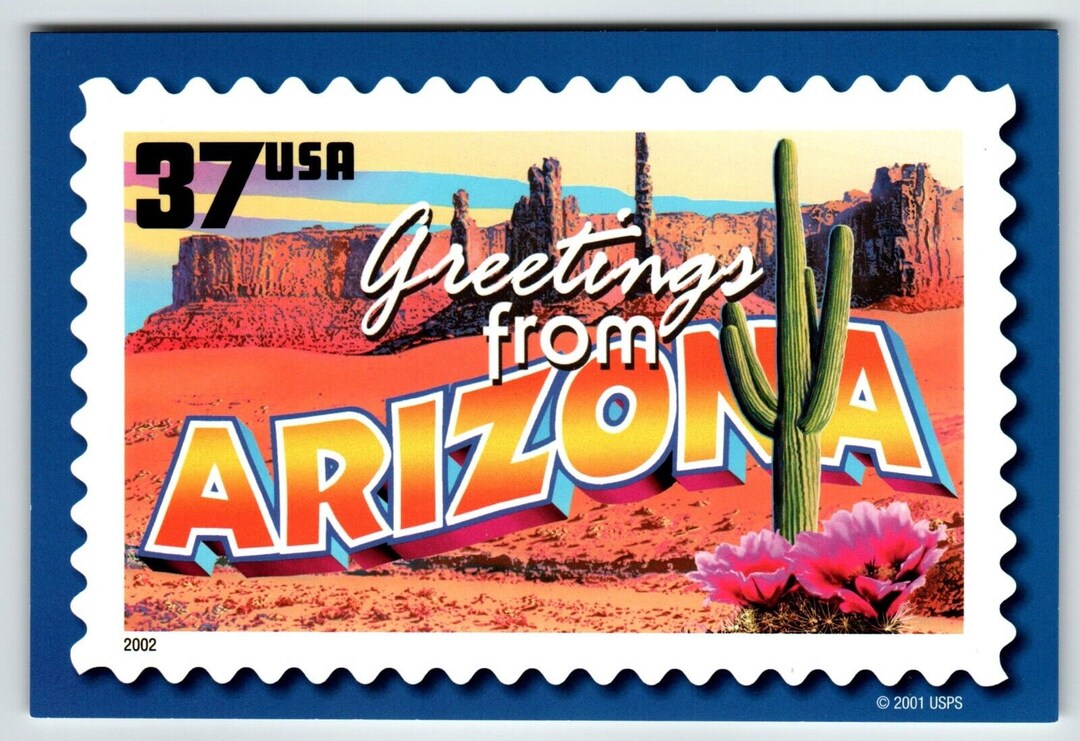 Greetings From Arizona Large Letter Chrome Postcard Unused USPS 2001 ...