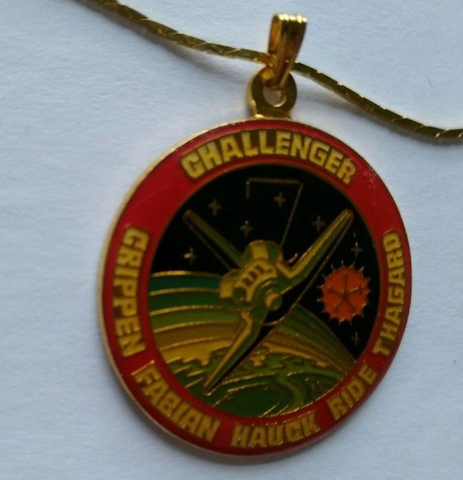 Space Shuttle Challenger Cloisonne Medallion Necklace Vintage - Etsy