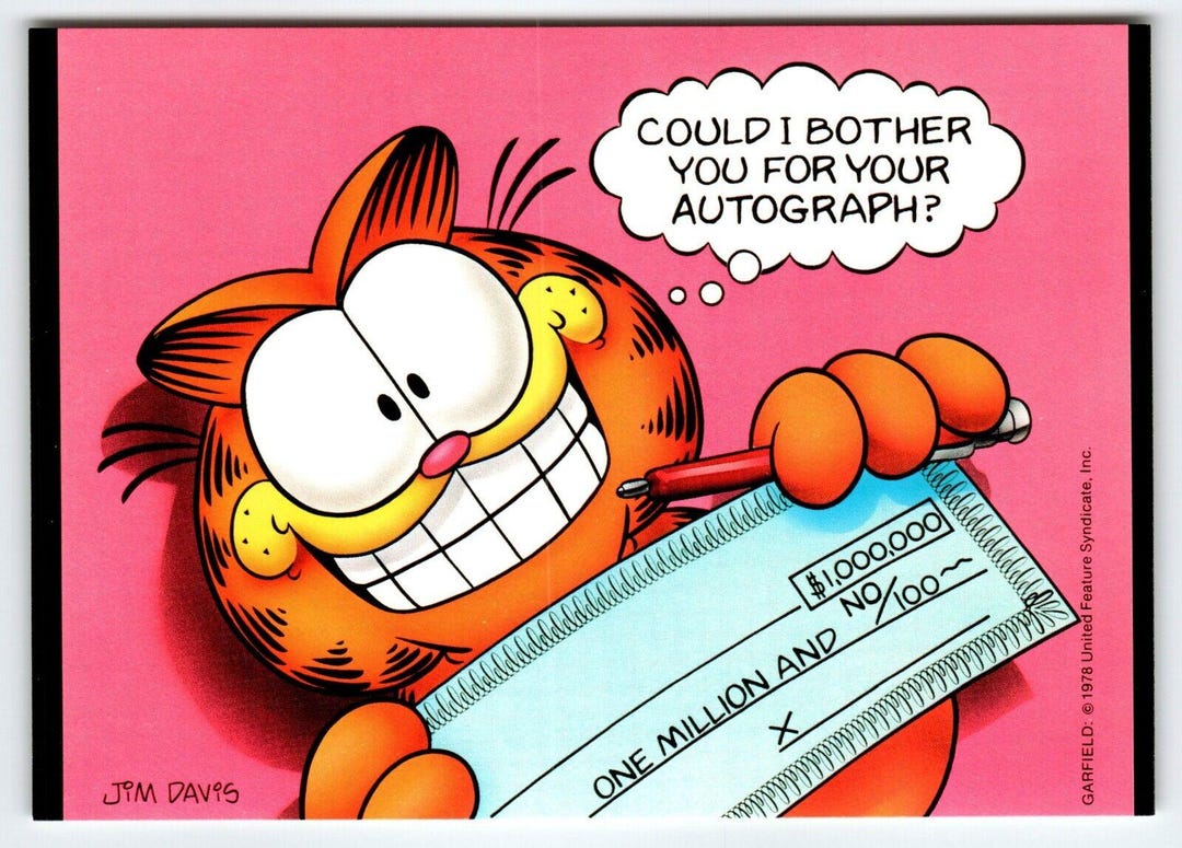 Garfield Cat Postcard Bother You for Autograph Jim Davis Comic Orange ...