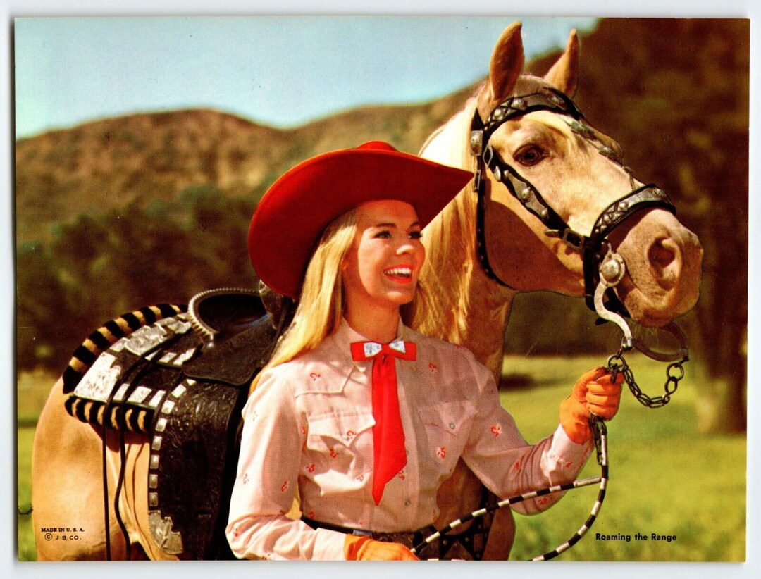 Blonde Cowgirl With Horse Art Print 1940's Western Range Lady in Cowboy ...