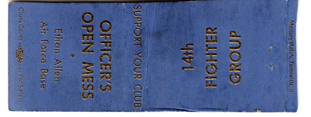 US Army Air Force Officers 14th Fighter Military Airplane Matchbook ...