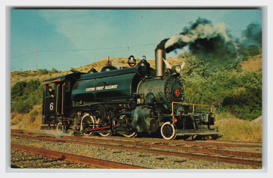 Castro Point Railway #6 Steam Locomotive Richmond CA Postcard 1922 ...