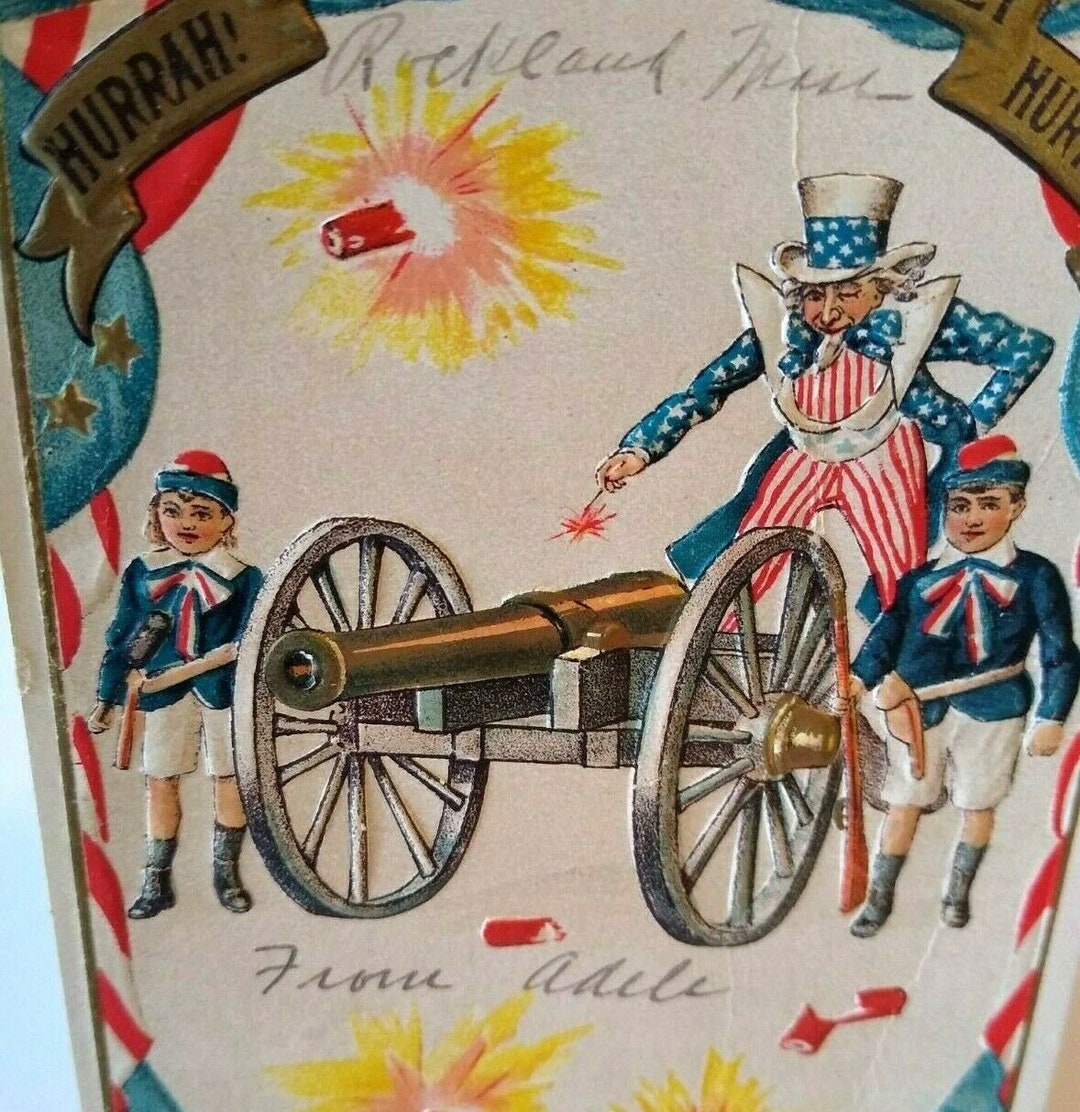 Antique Uncle Sam Shooting Cannon 4th of July Postcard - Etsy