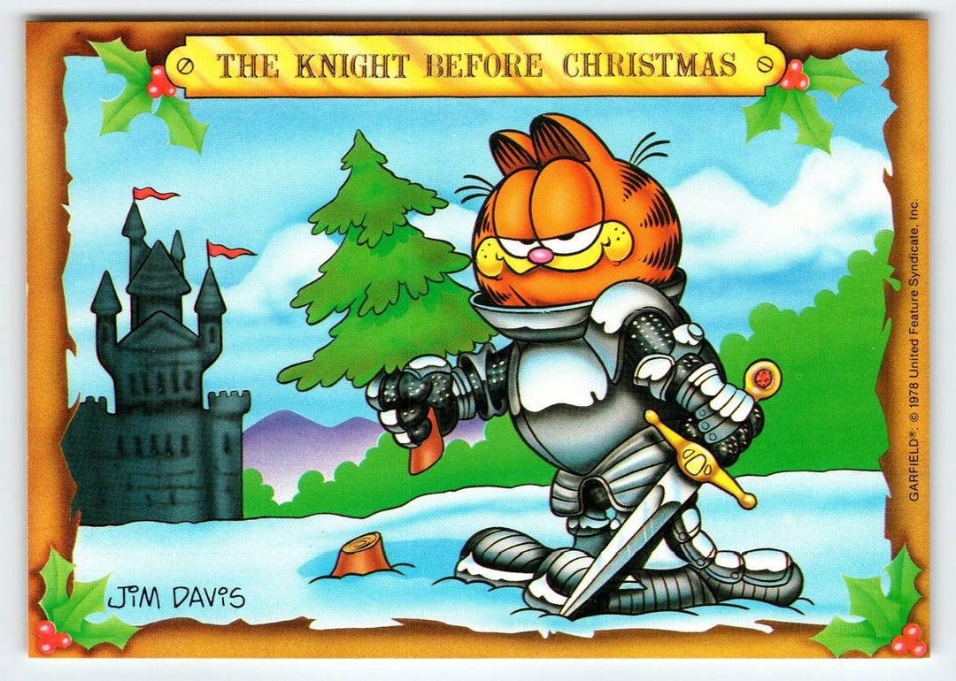 Vintage Garfield Postcard "the Knight Before Christmas" Medieval Armor ...