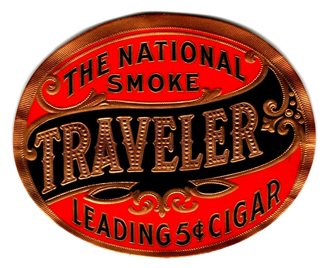 Traveler Cigar Box Label Original Vintage Gold Embossed Tobacco ...