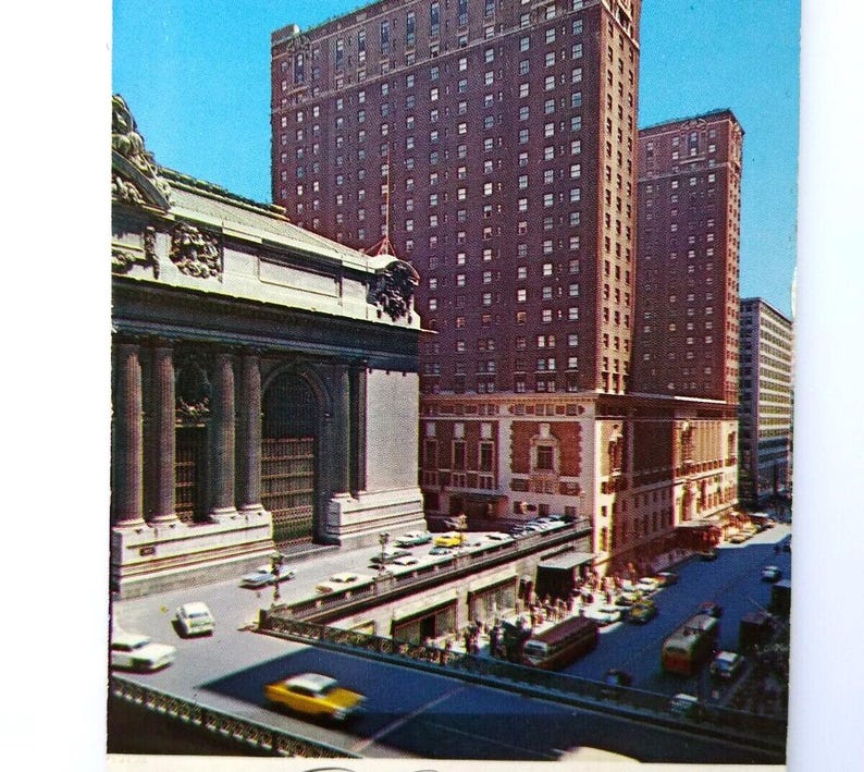 Hotel Commodore Postcard Building New York City Old Cars NYC 42nd ...