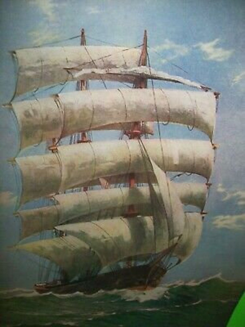 Pirate Ship Art Print 1930s Original Vintage Lithograph - Etsy