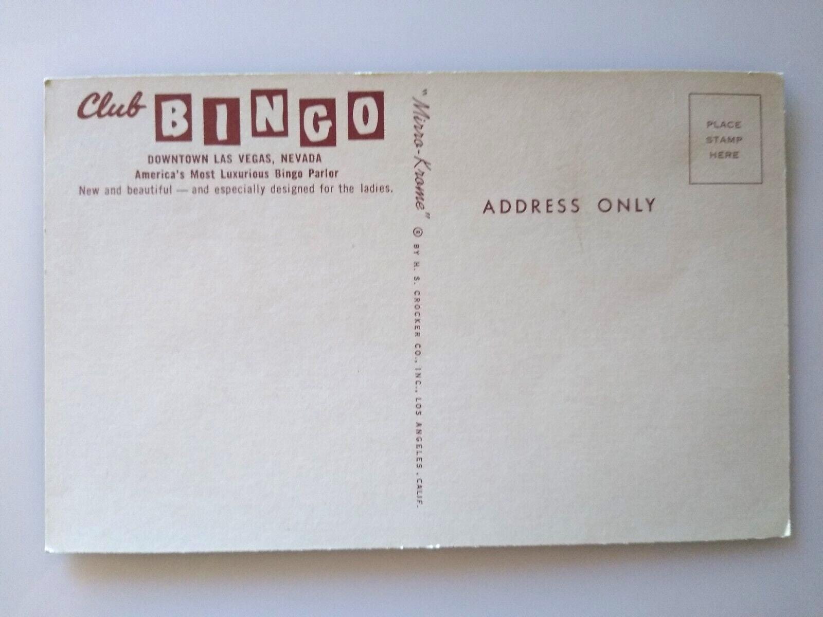 Club Bingo Postcard Las Vegas Nevada Neon Lights Sign Old Cars Cab ...