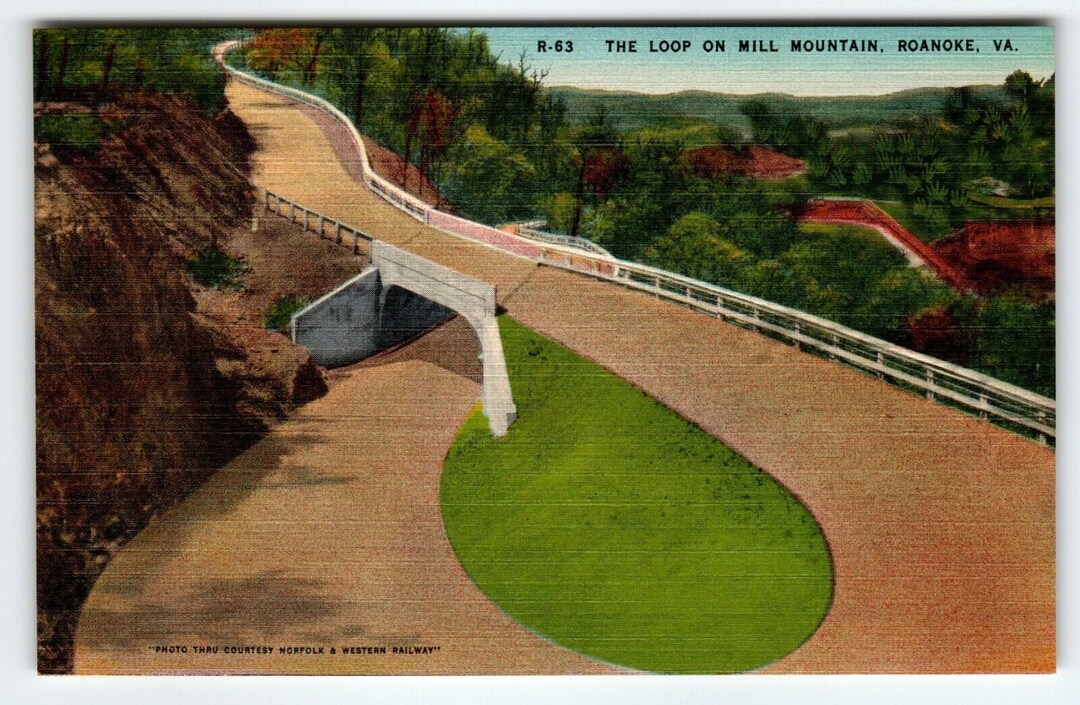 The Loop on Hill Mountain Roanoke Virginia Postcard Linen Unused VA ...