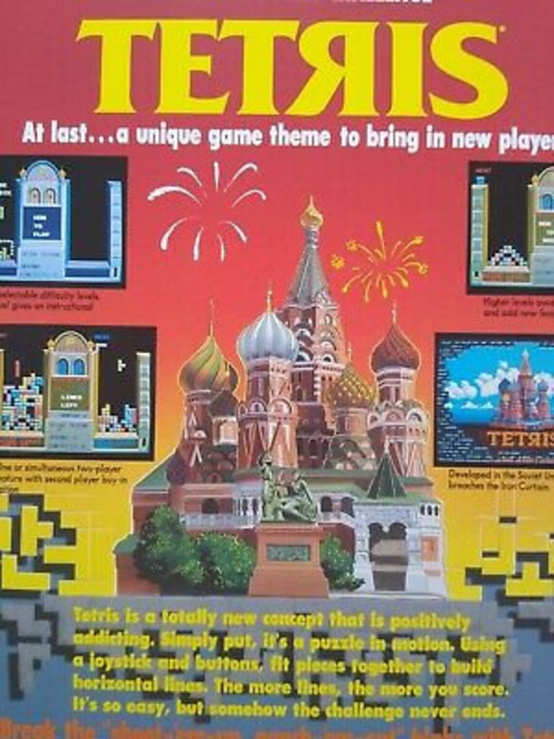 Atari Tetris Arcade FLYER Original 1988 NOS Video Game Artwork | Etsy
