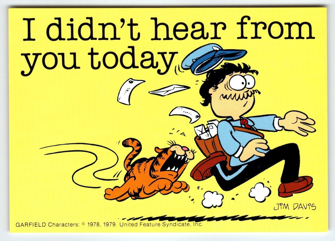 Garfield Chases the Mailman Postal Worker Postcard Jim Davis Orange ...