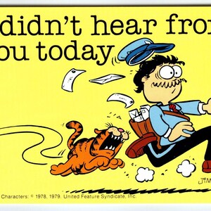 Garfield Chases the Mailman Postal Worker Postcard Jim Davis Orange ...