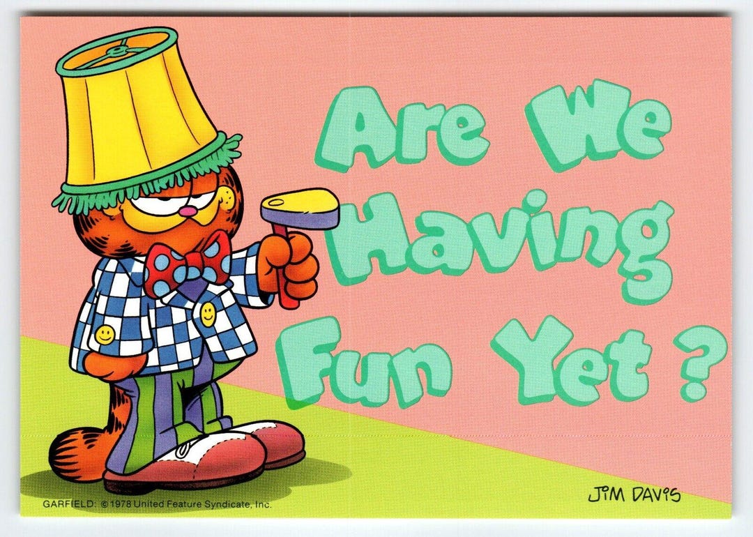 Garfield Cat Postcard Lamp Shade Hat Jim Davis Comic Orange Tabby 1978 ...