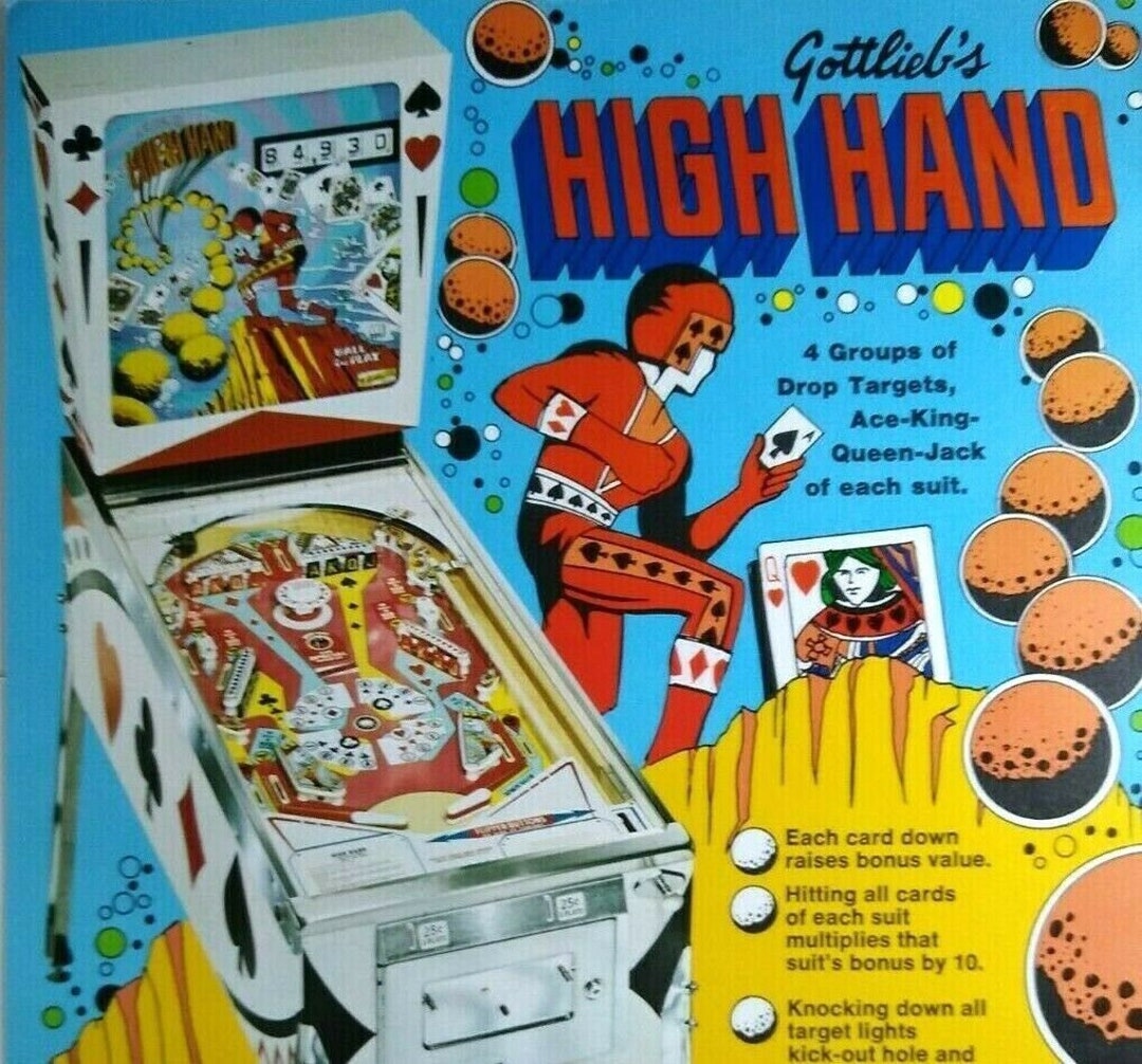 High Hand Pinball Flyer Vintage Original 1973 Game Art Promo - Etsy