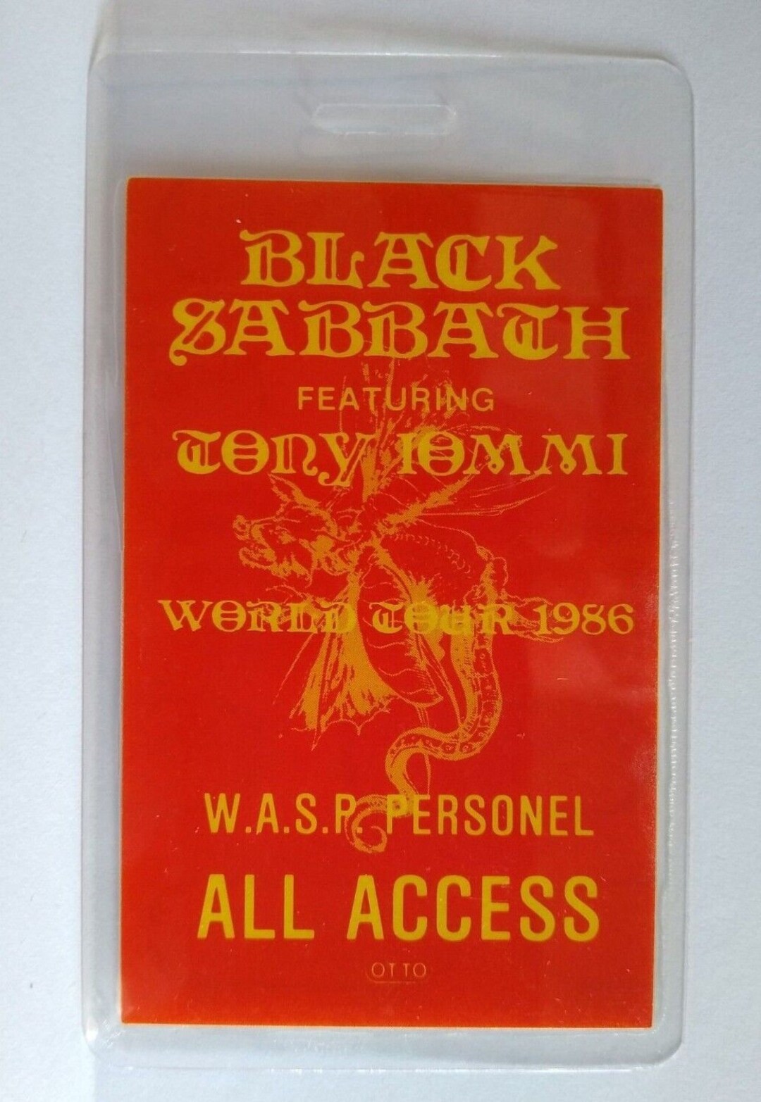 Black Sabbath Tony Iommi Backstage Pass Original 1986 W.A.S.P Seventh ...
