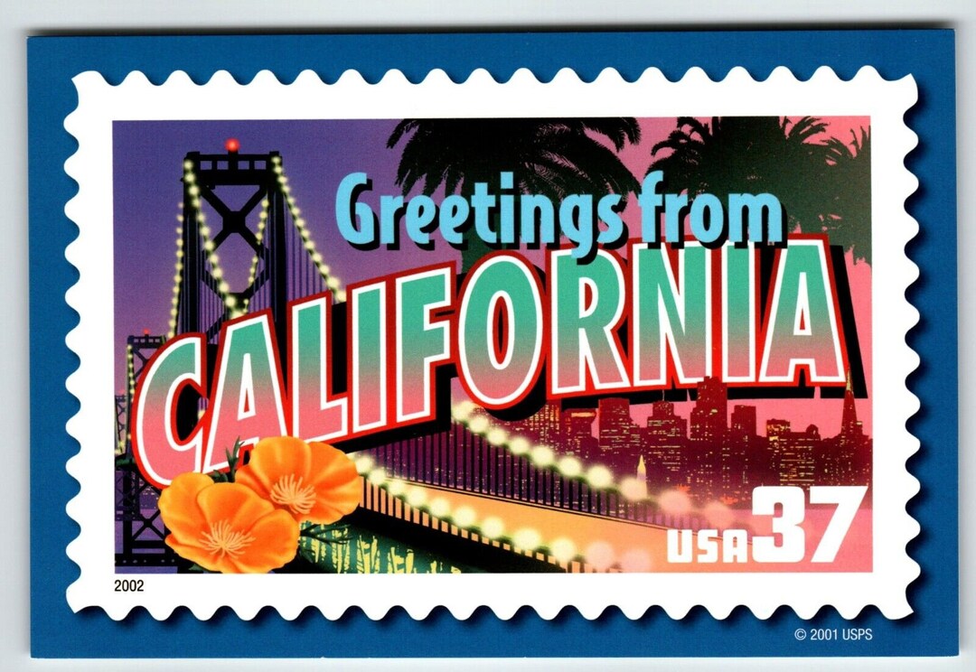 Greetings From California Large Letter Chrome Postcard Unused USPS 2001 ...
