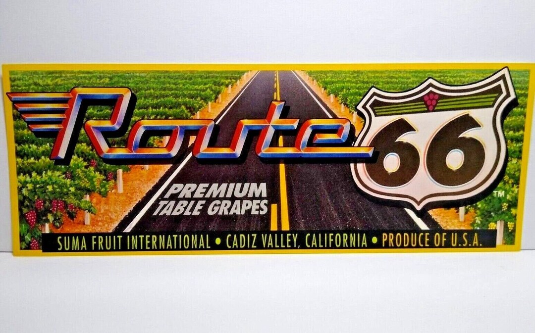 Route 66 Table Grapes Fruit Crate Label 1960's Vintage - Etsy