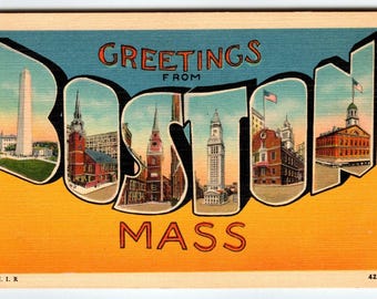 Greetings From BOSTON, MA Vintage Reprint Postcard Set of 20 Identical ...
