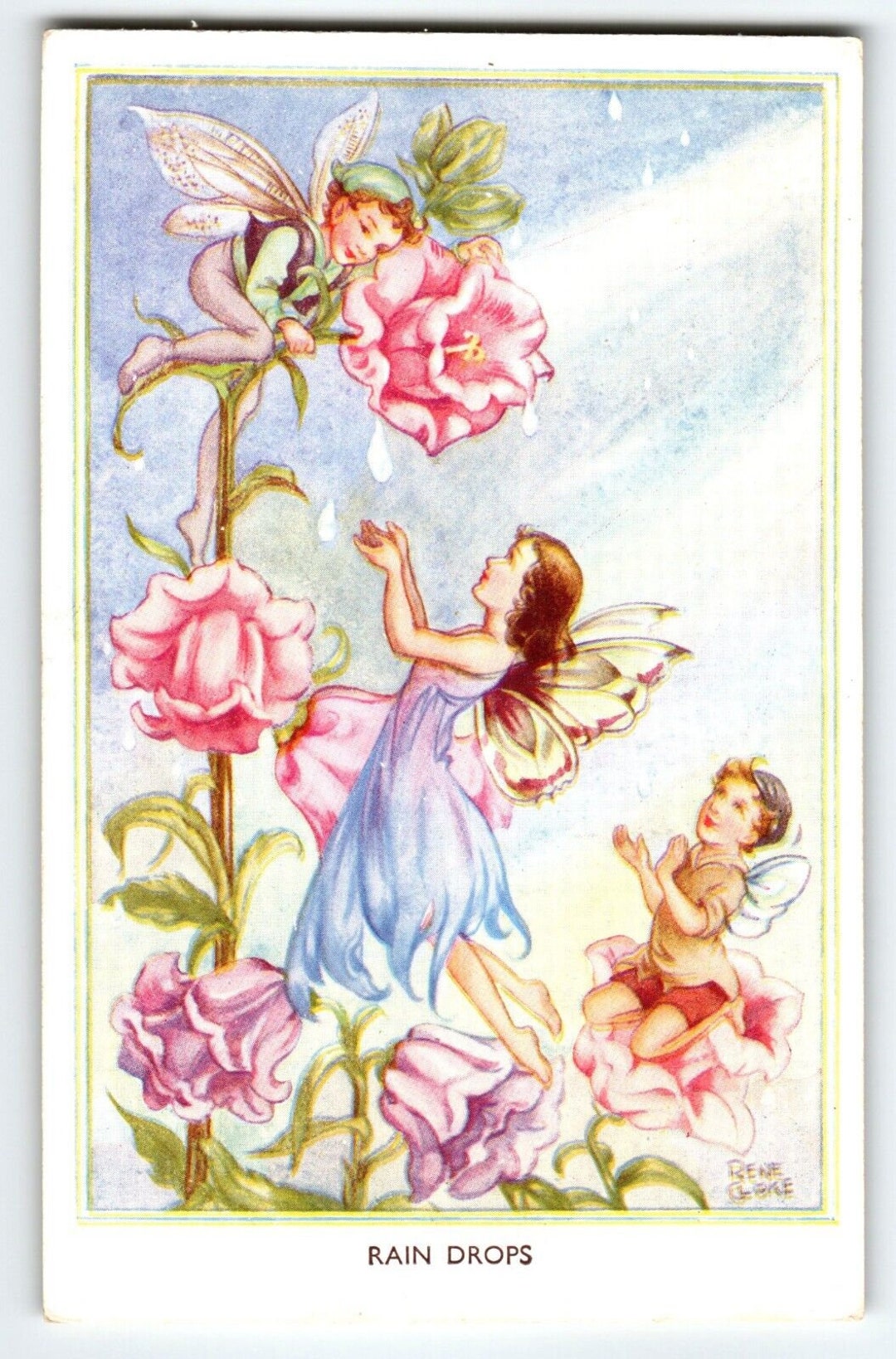 Fairies Postcard Sprites Raindrops Tulips Fantasy Rene Cloke Valentine ...