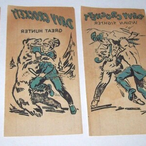 Davy Crockett Vintage Decals Western 1950s NOS Set of (4) Blue Iron on ...