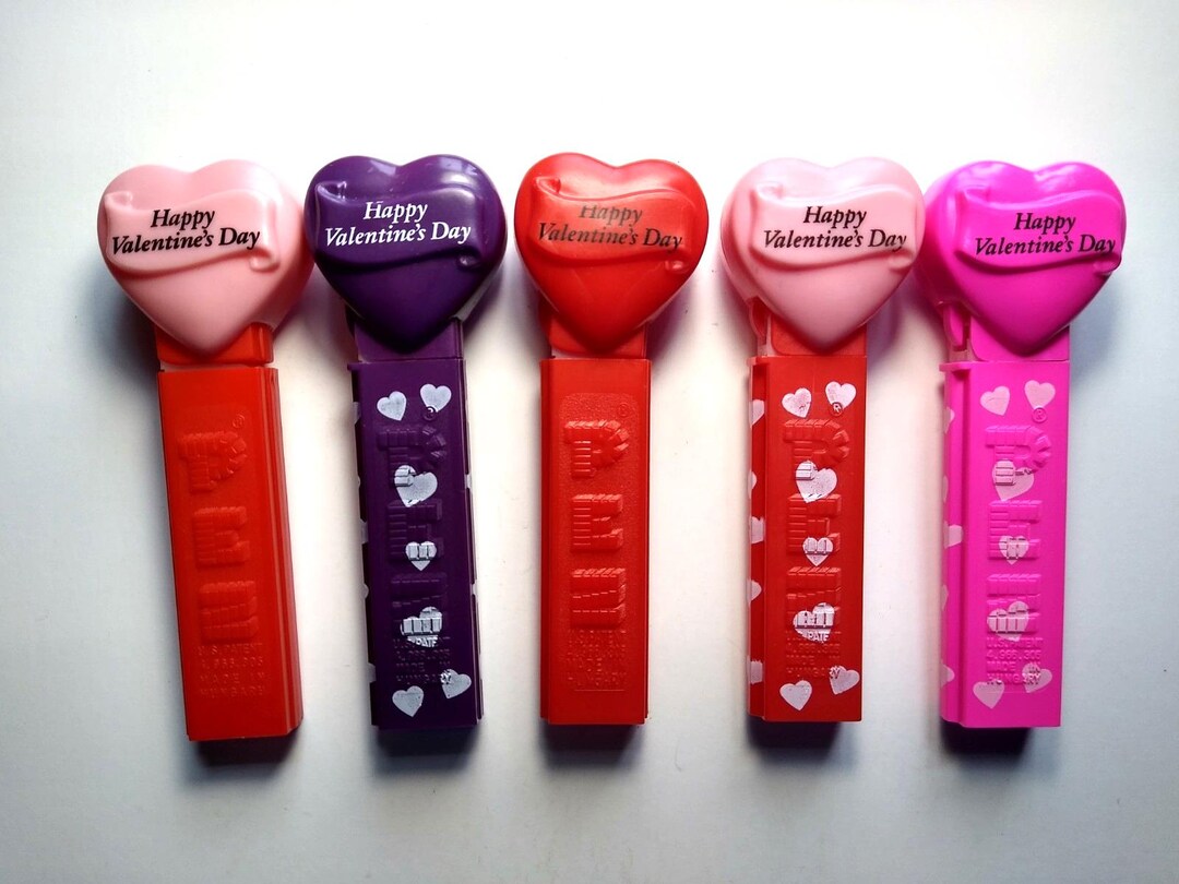 Vintage Pez Heart Dispenser Set of 5 - Pink Purple Red Happy Valentines ...