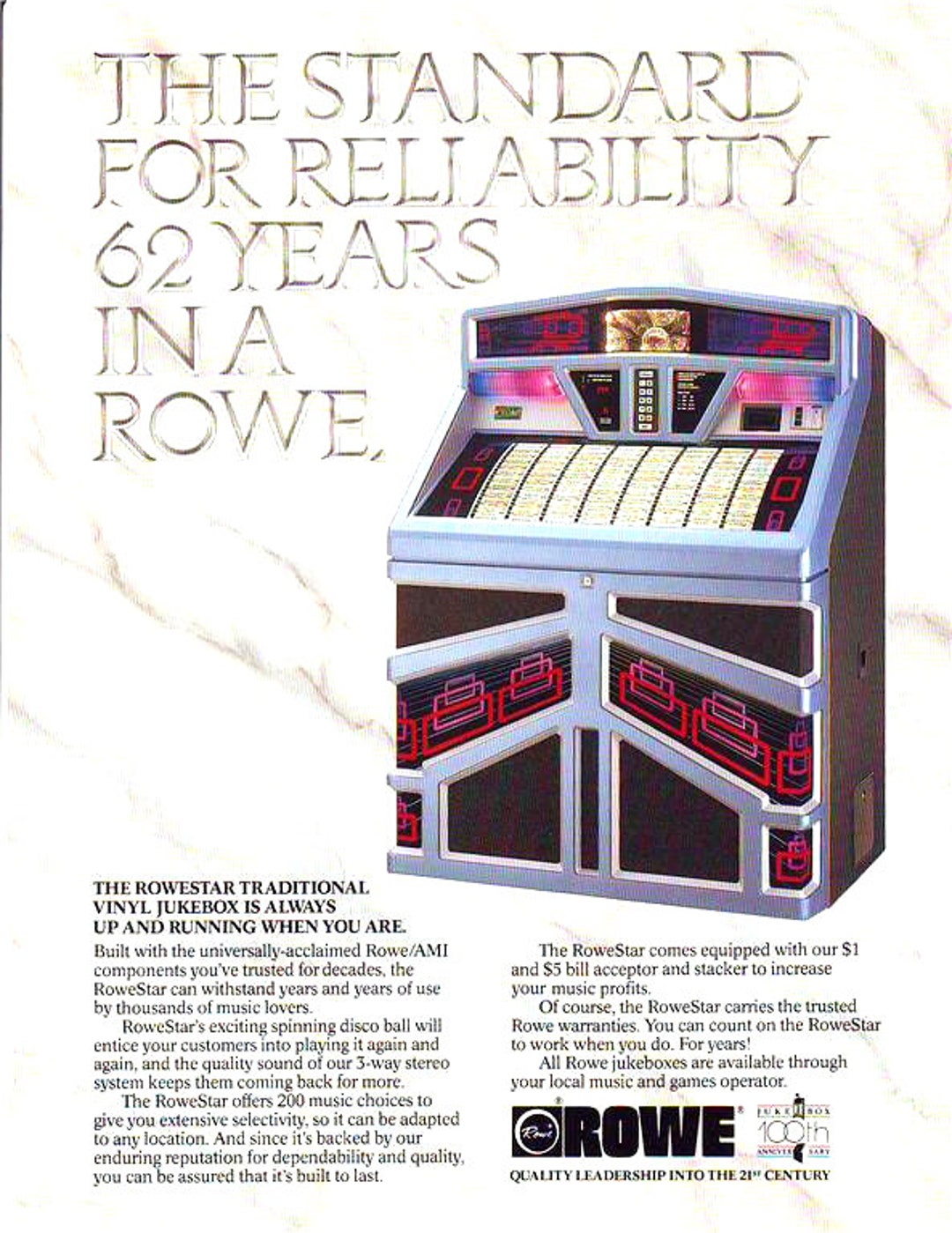 Rowestar Traditional Vinyl Jukebox Flyer Original Vintage Rowe ...