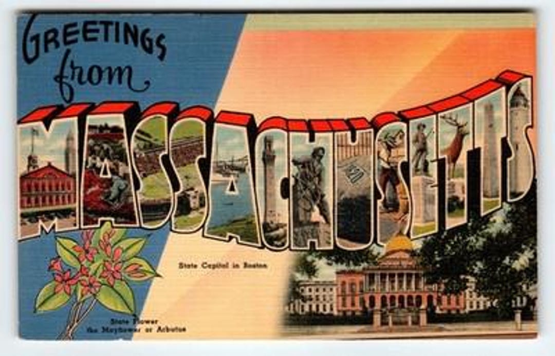 Vintage Massachusetts State Capital Linen Postcard by Tichnor Bros ...