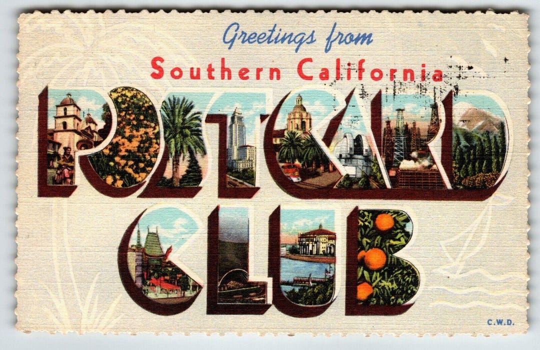 Greetings From Southern California Postcard Club Large Letter Linen ...