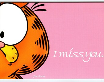 Garfield Cat Postcard Here's That Hug Jim Davis 1978 Orange Tabby ...