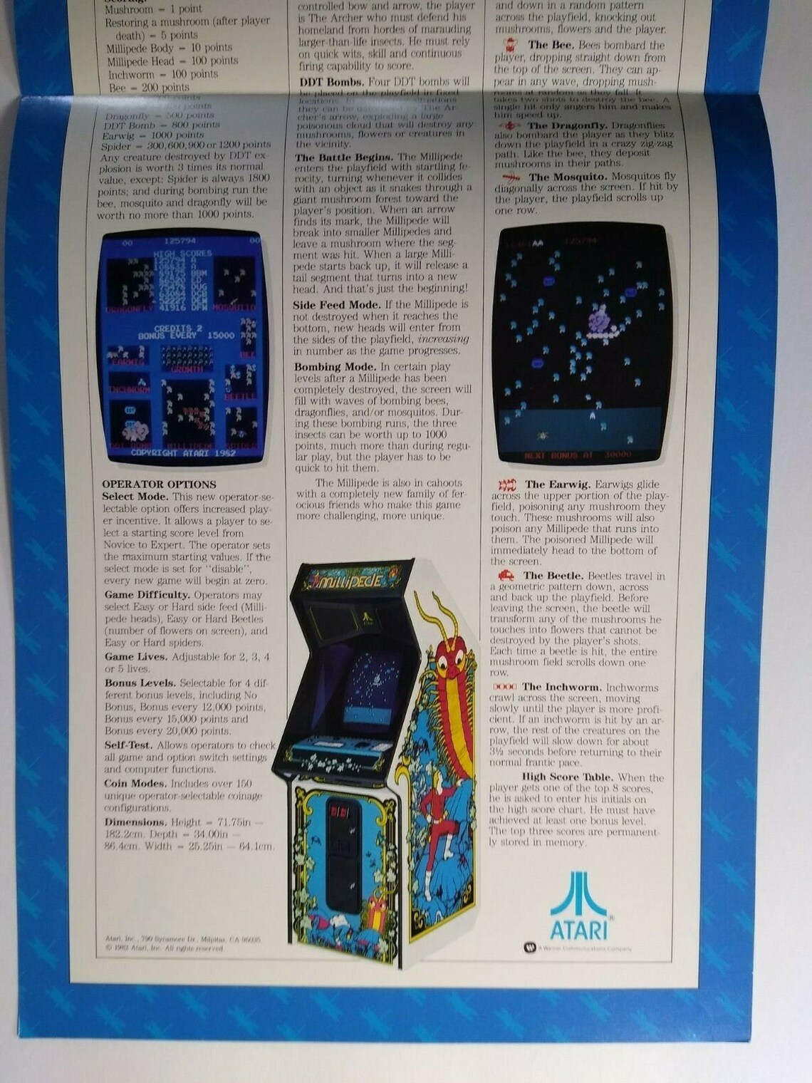 Millipede Arcade Flyer Original 1982 Video Game Retro - Etsy