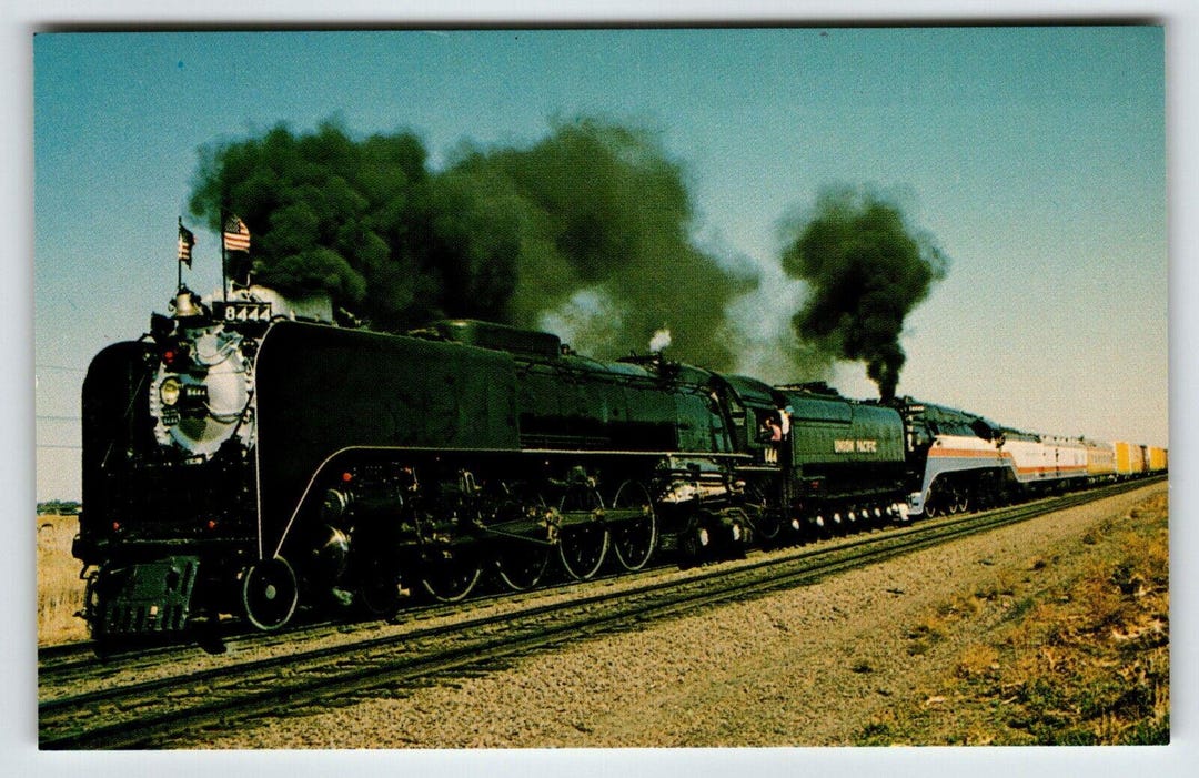 Railroad Postcard Train Locomotive 8444 Union Pacific Railway Chrome ...