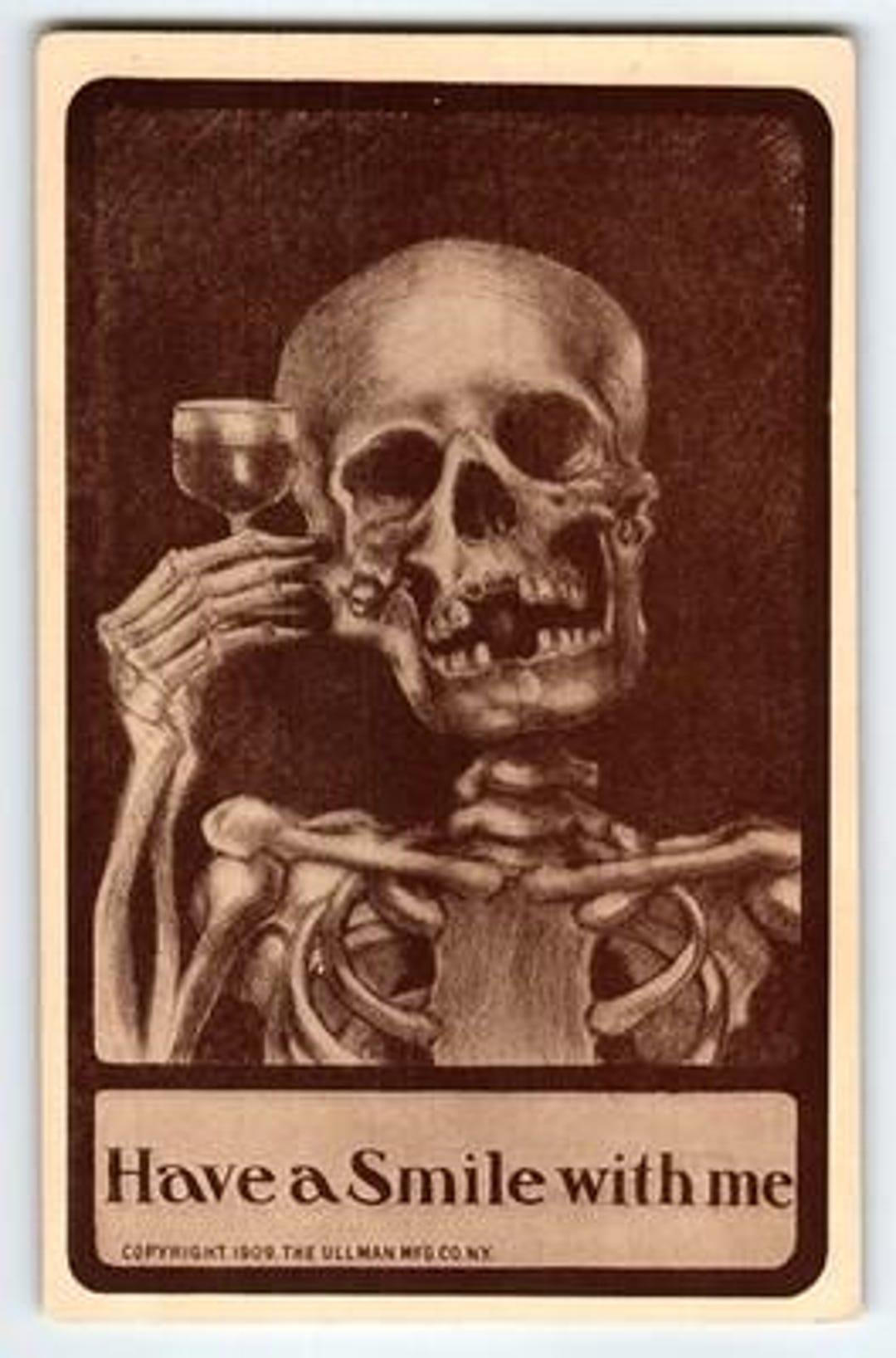 1909 Halloween Skeleton Toasting With Glass Ullman Gothic Art Vintage ...