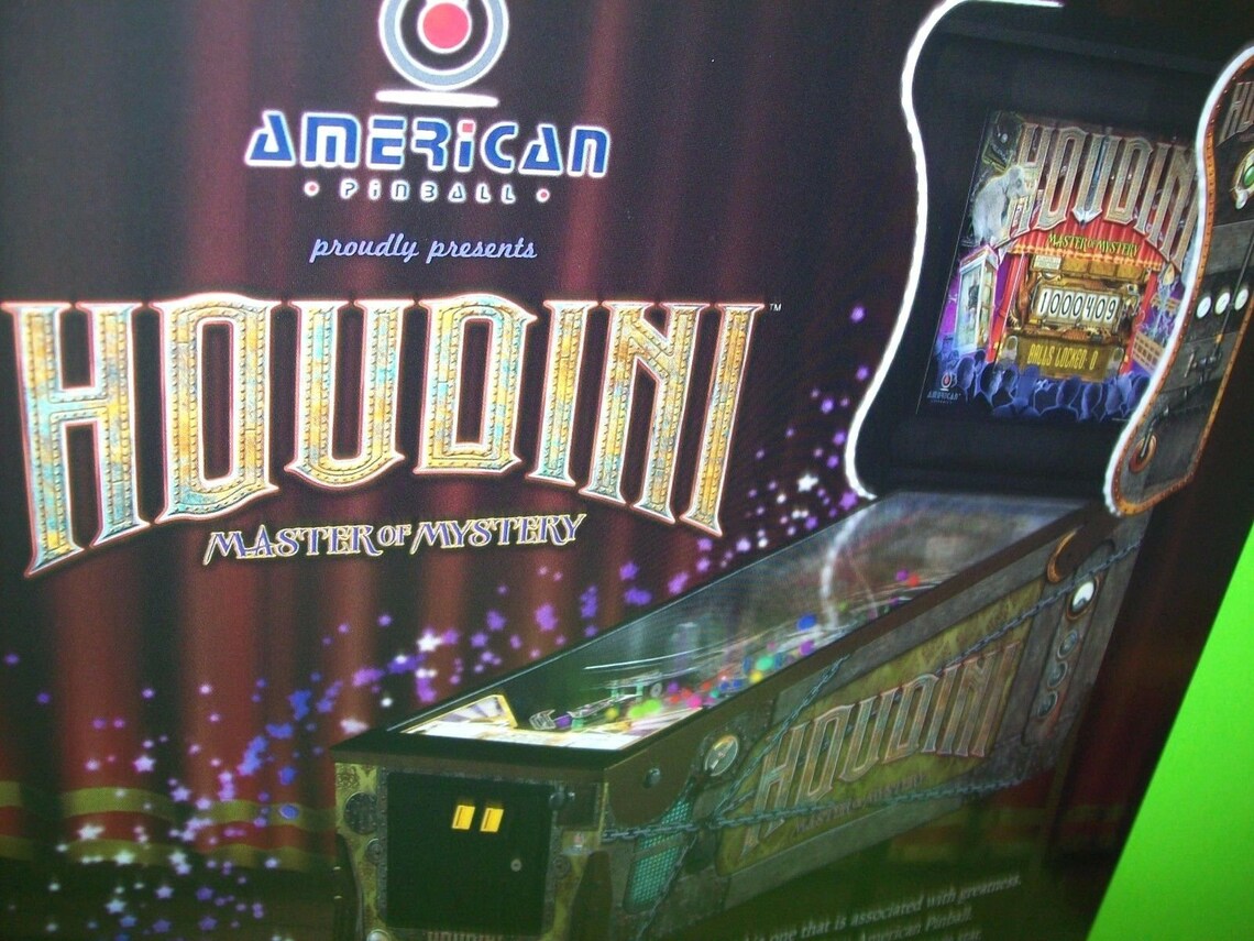 Houdini Master of Mystery Pinball FLYER Original NOS Game - Etsy