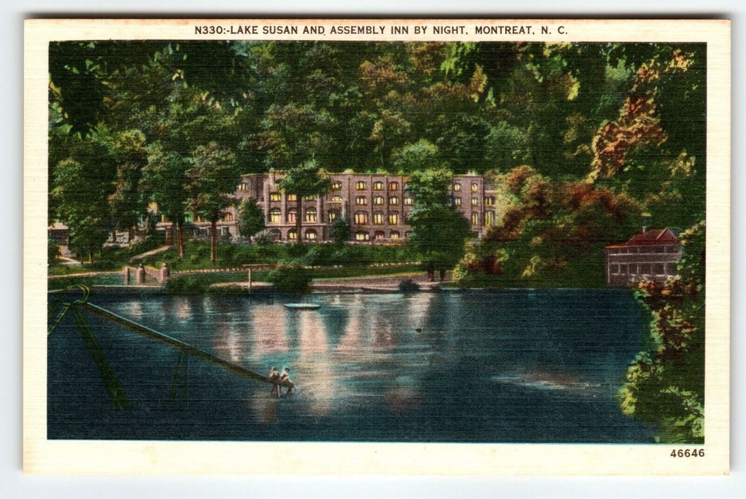 Lake Susan and Assembly Inn Montreat North Carolina Linen Postcard ...