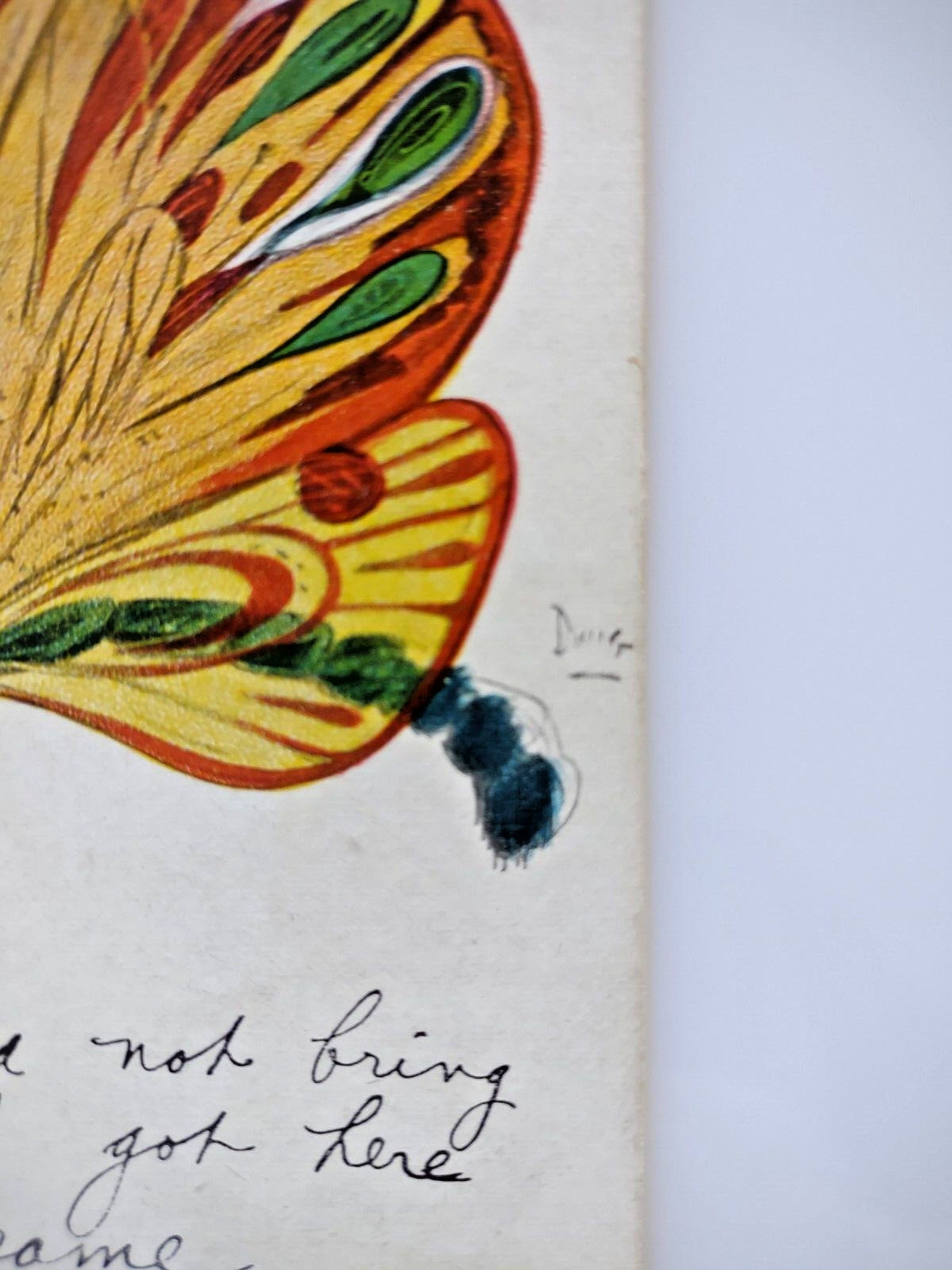 Fantasy Postcard Giant Flying Butterfly Baby on Wings DWIG Clare Victor ...