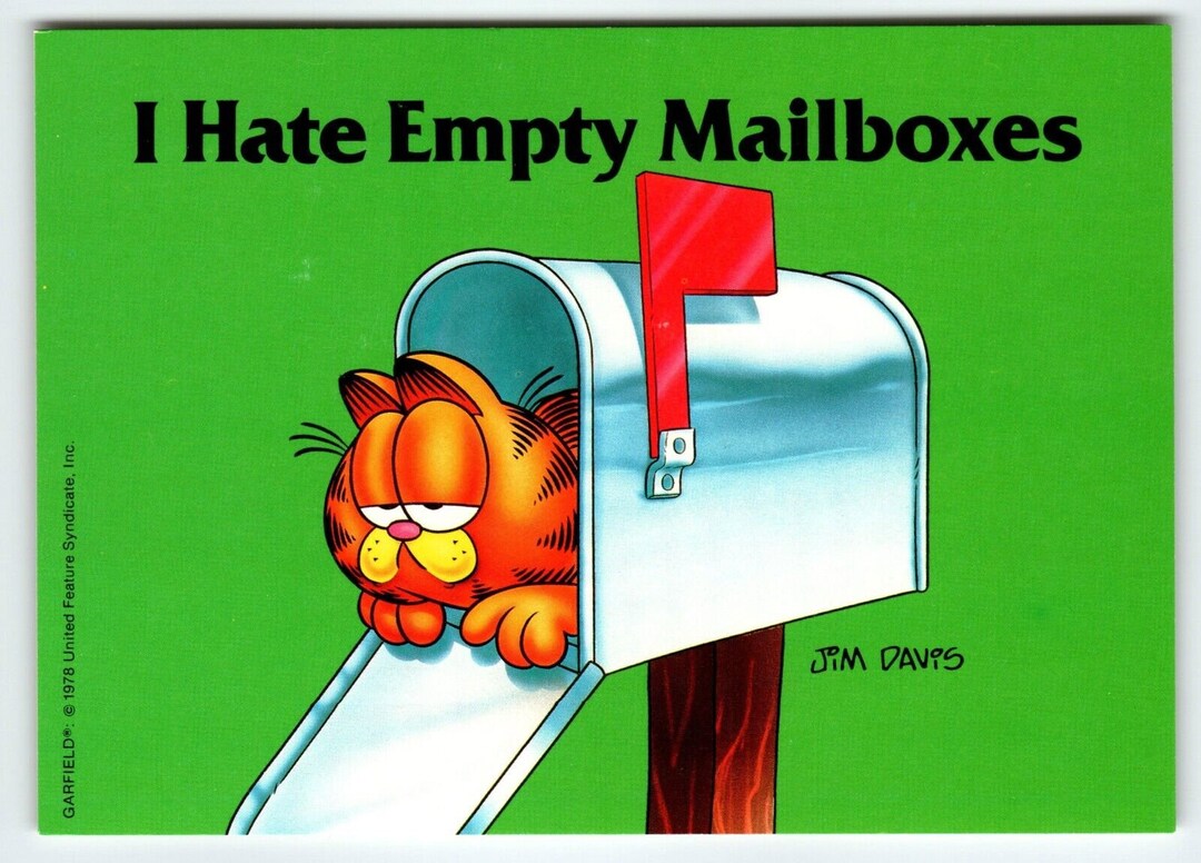 Garfield I Hate Empty Mailboxes Postcard Jim Davis Comic Orange Tabby ...