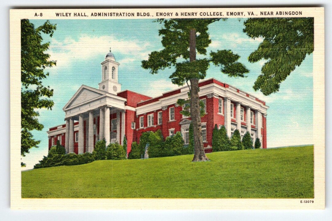 Wiley Hall Admin Bldg. Henry College Emory Virginia Postcard Linen Mid ...