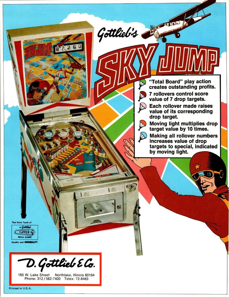 Sky Jump Pinball Flyer Original Vintage Game - Etsy