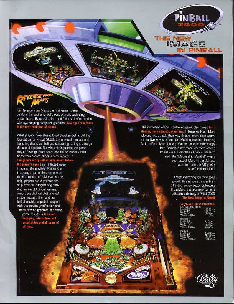 Revenge From Mars Vintage Pinball Flyer NOS Original Space Age - Etsy