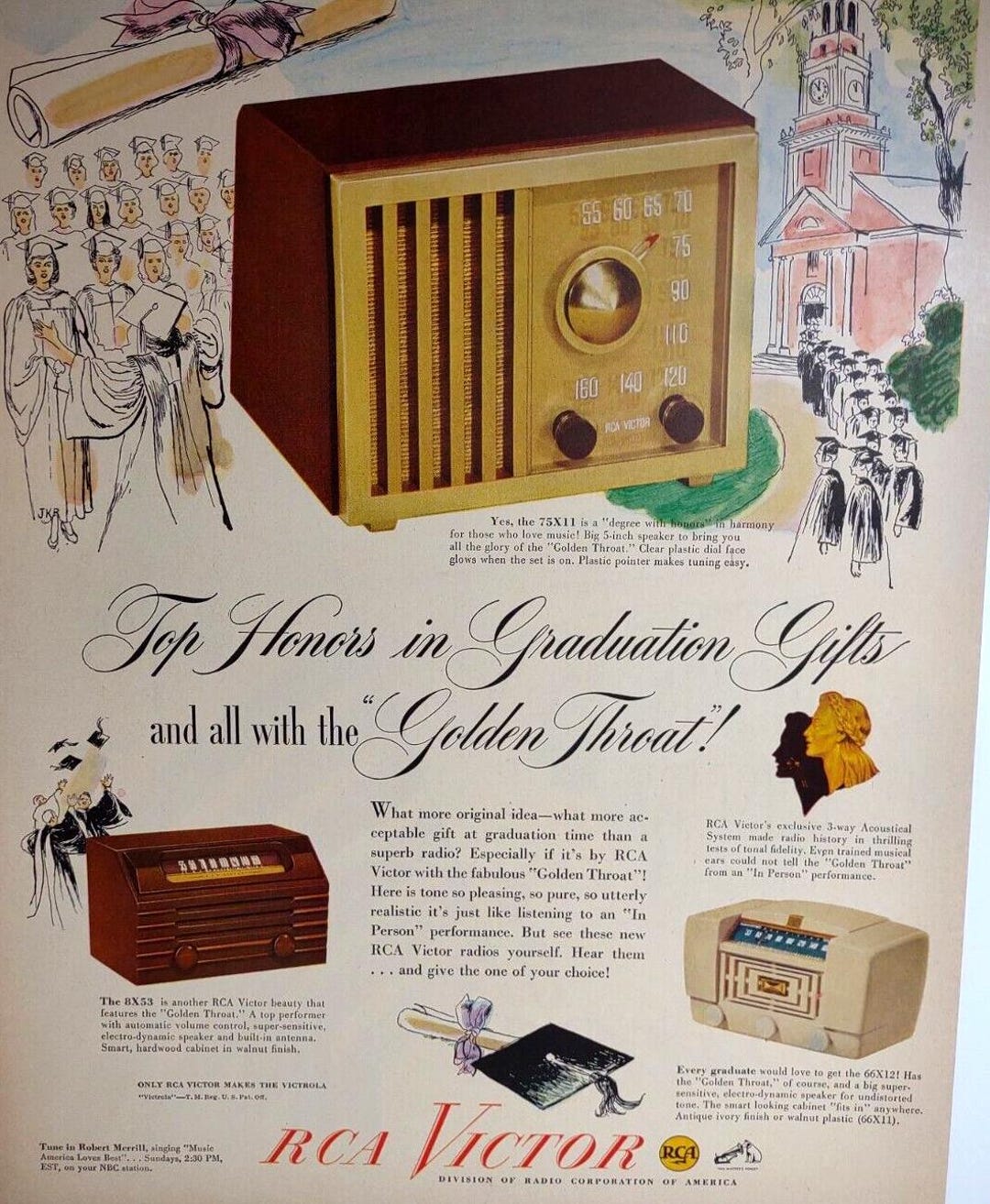 RCA Victor Radio Print AD Vintage 1948 Models 75X11 8X53 66X12 Ready to ...