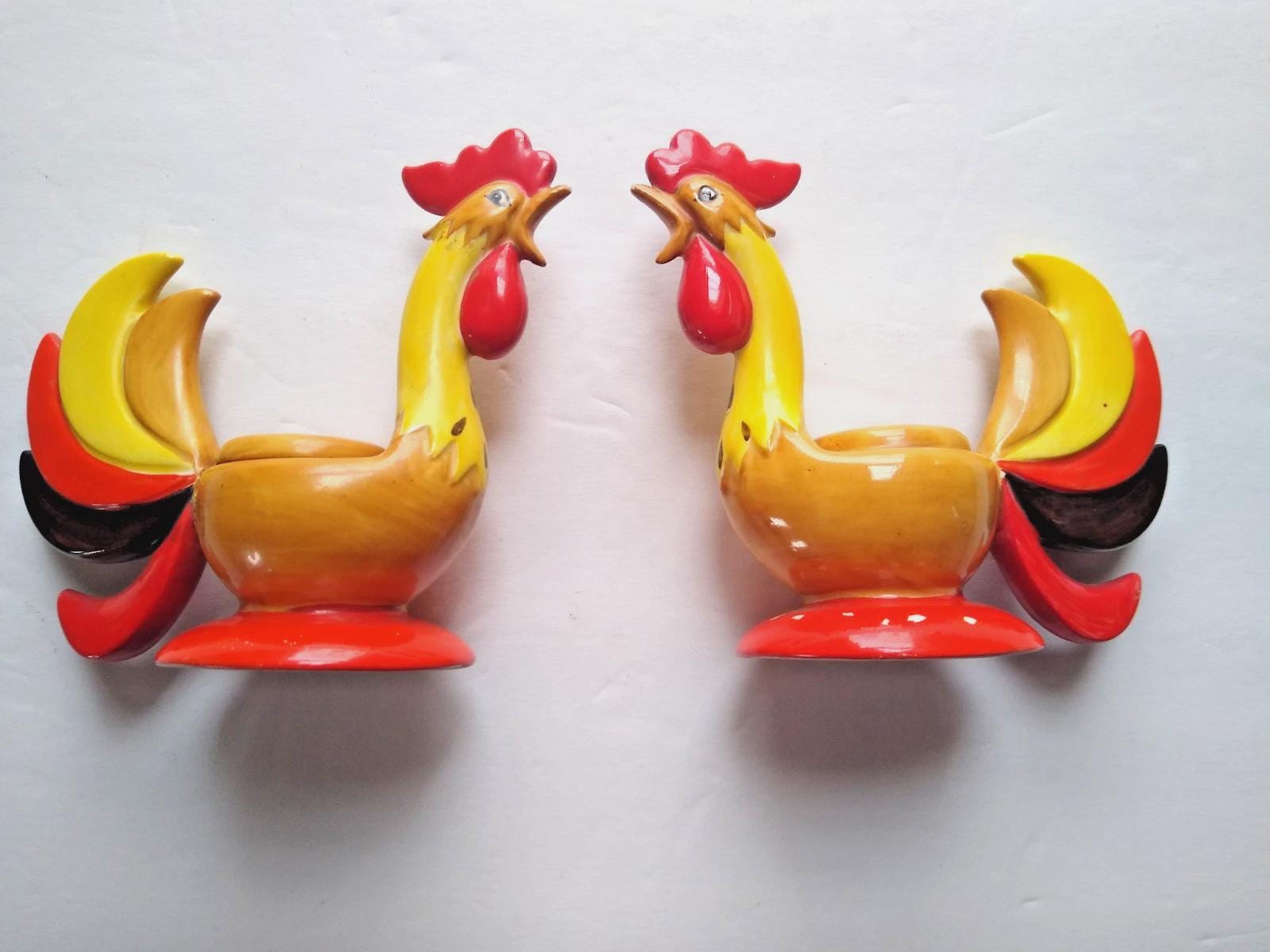 Vintage Holt Howard Ceramic Rooster Candle Holder Kitsch Retro Set ...