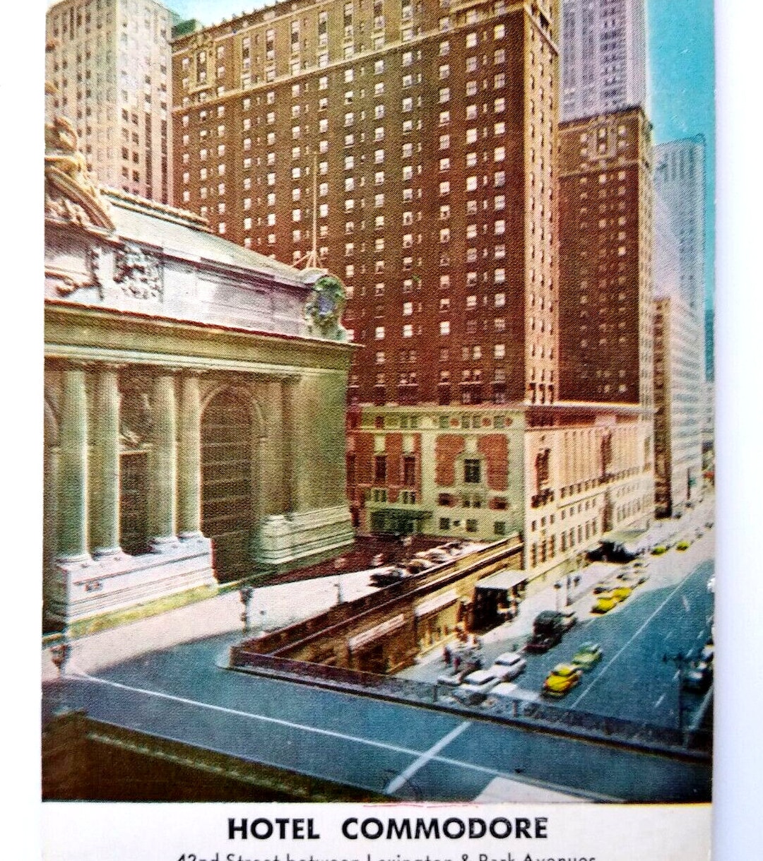 Vintage Hotel Commodore Postcard, NYC 42nd Street, Old Cars - Etsy