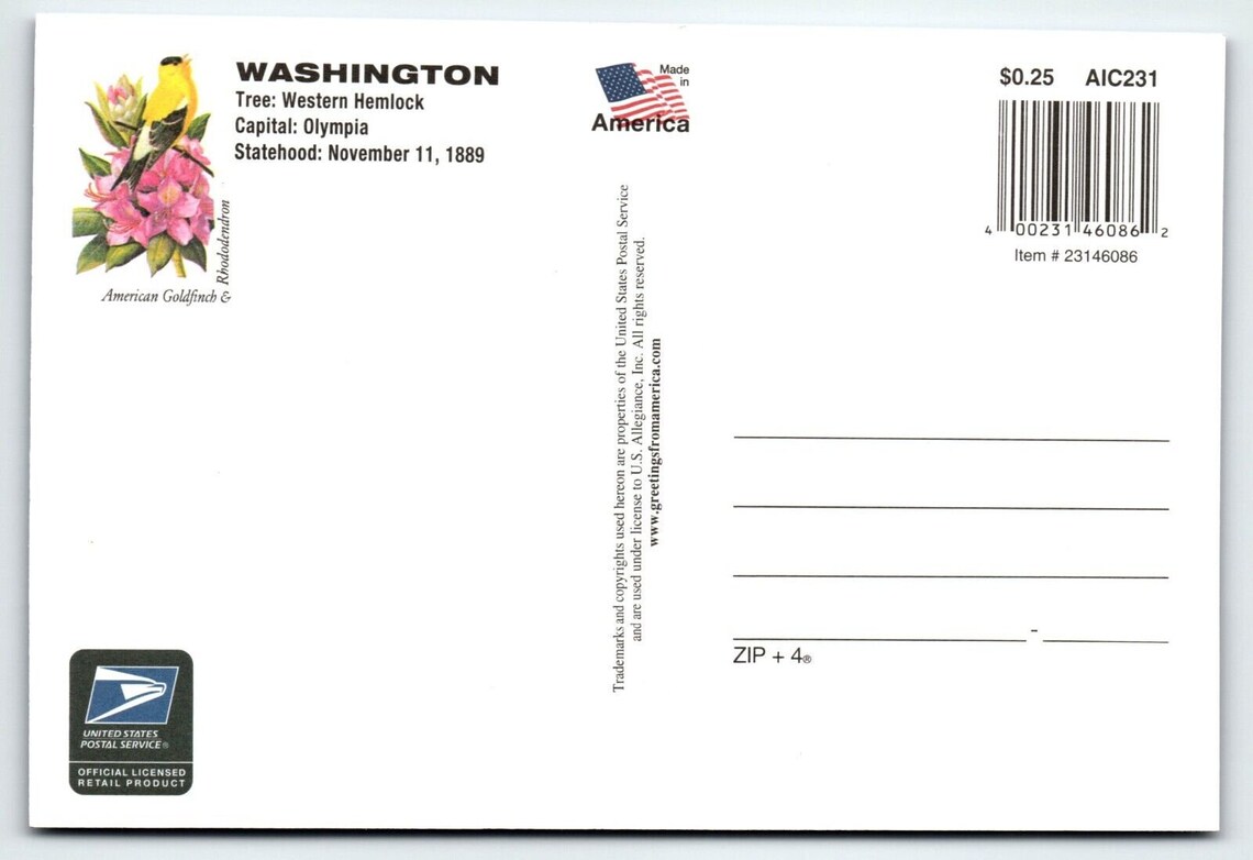 Greetings From Washington Large Letter Chrome Postcard USPS - Etsy