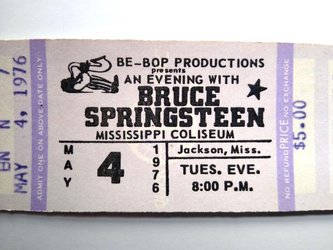 Bruce Springsteen Concert Ticket Coliseum Jackson MS Original 1976 ...