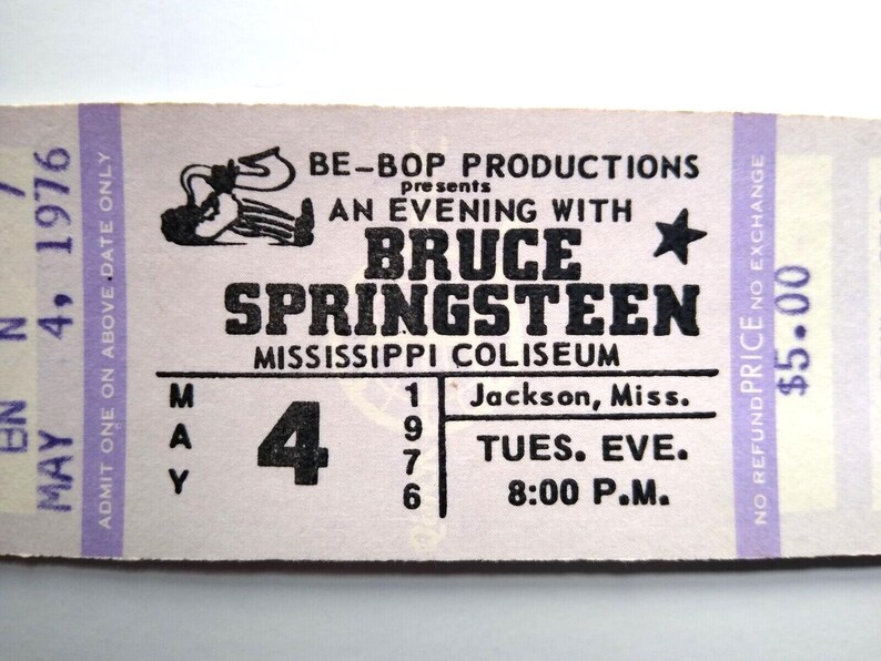 Bruce Springsteen Concert Ticket Coliseum Jackson MS Original 1976 ...