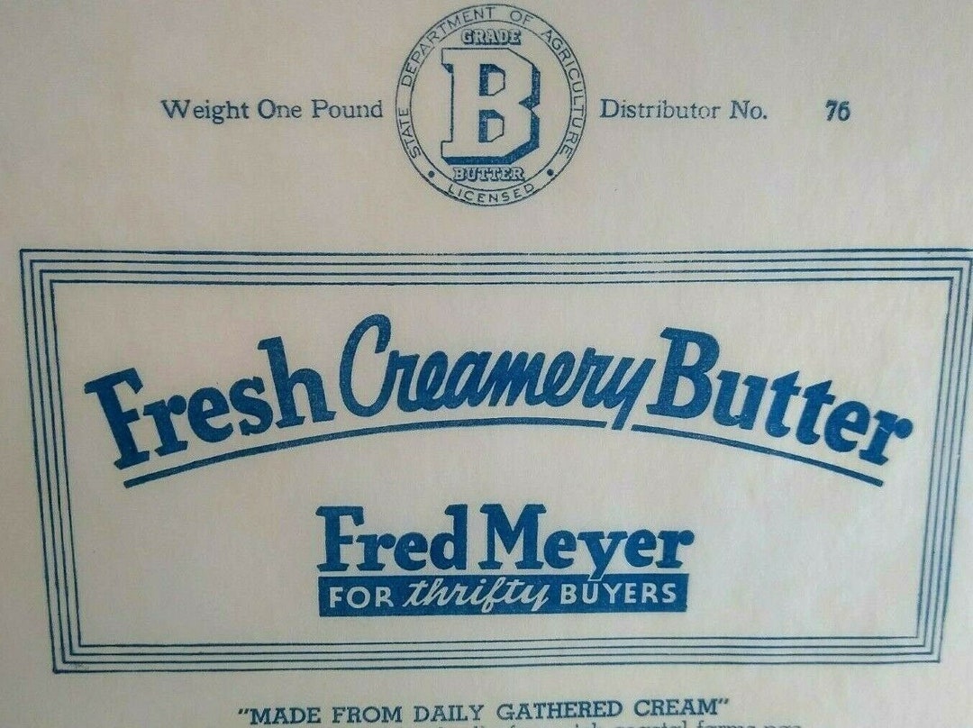 Butter Wrapper Fred Meyer Fresh Creamery Pound Vintage Original Circa ...