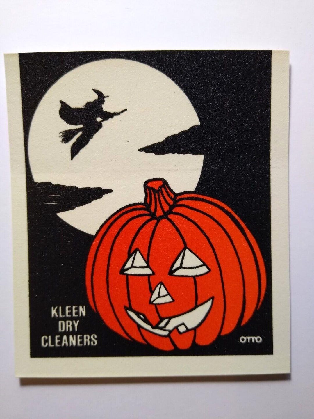 Vintage Halloween Glow in the Dark Kleen Dry Cleaners Witch Moon JOL ...