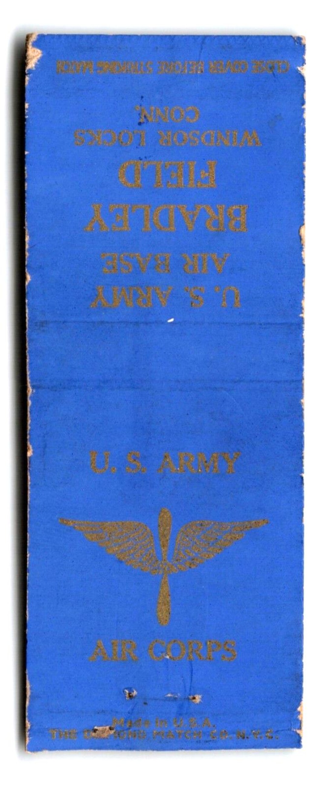 US Army Air Corps Officers Bradley Field Military Airplane Matchbook ...