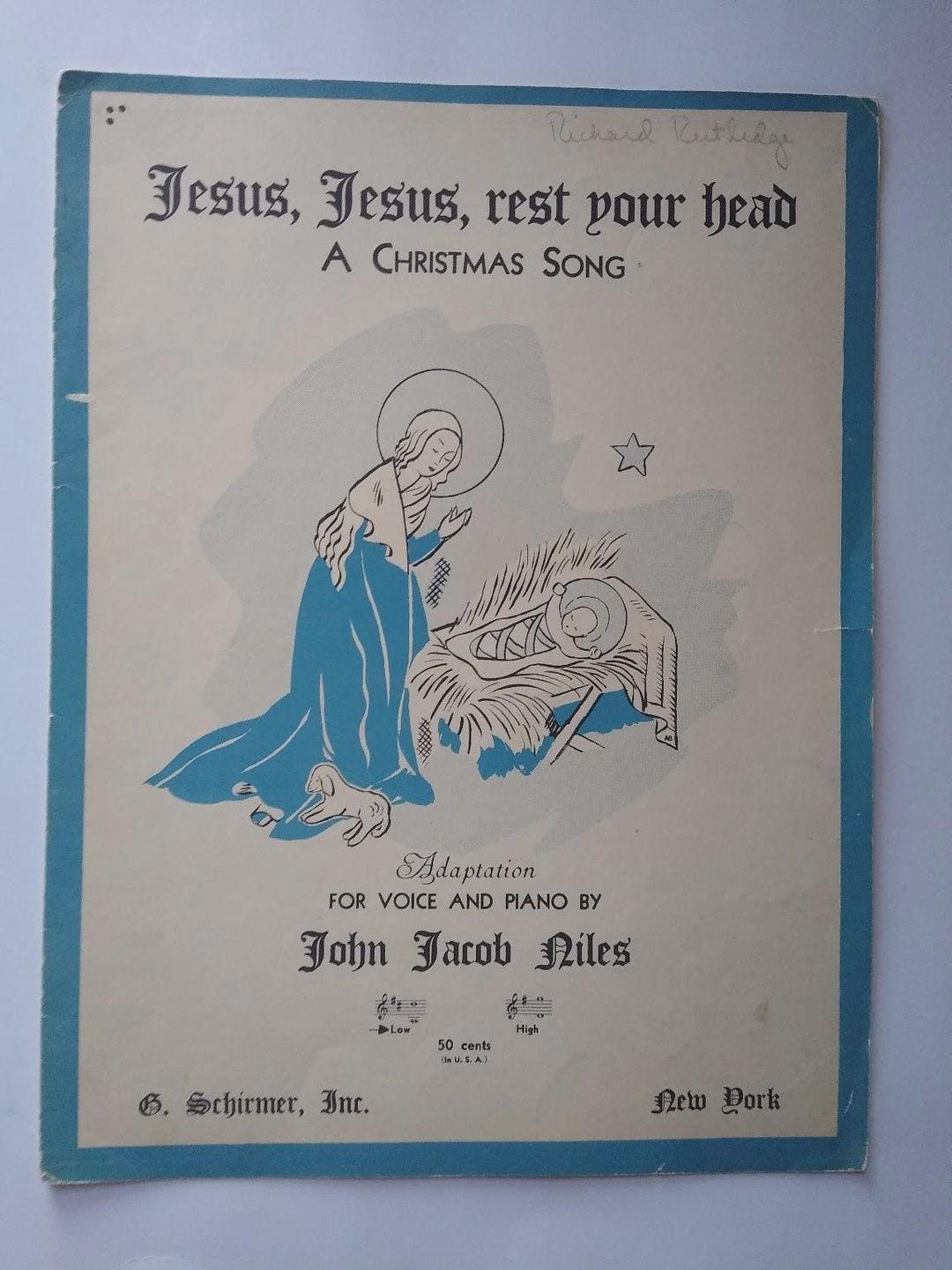 Jesus Jesus Rest Your Head Sheet Music John Jacob Niles G. Schirmer - Etsy