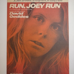 Run Joey Run David Geddes John Brimhall Sheet Music 1975 Easy - Etsy